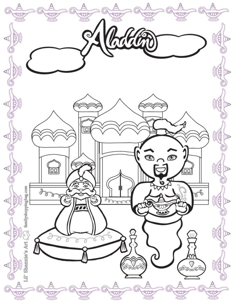 Free Printable Aladdin Coloring Pages and More | Lil Shannie.com