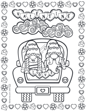 Gnome Valentine Coloring Page