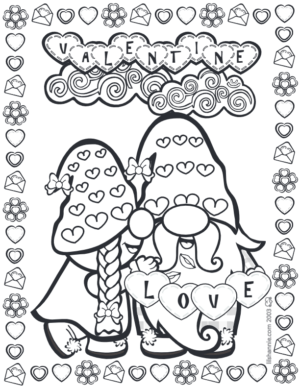 Gnome Valentine Coloring Page