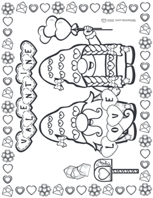 Gnome Valentine Coloring Page