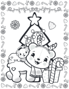 Christmas Bear Coloring Page
