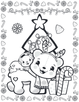 Christmas Bear Coloring Page