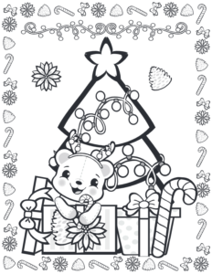 Christmas Bear Coloring Page