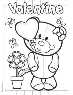 Coloring Page 2 Valentine Bears